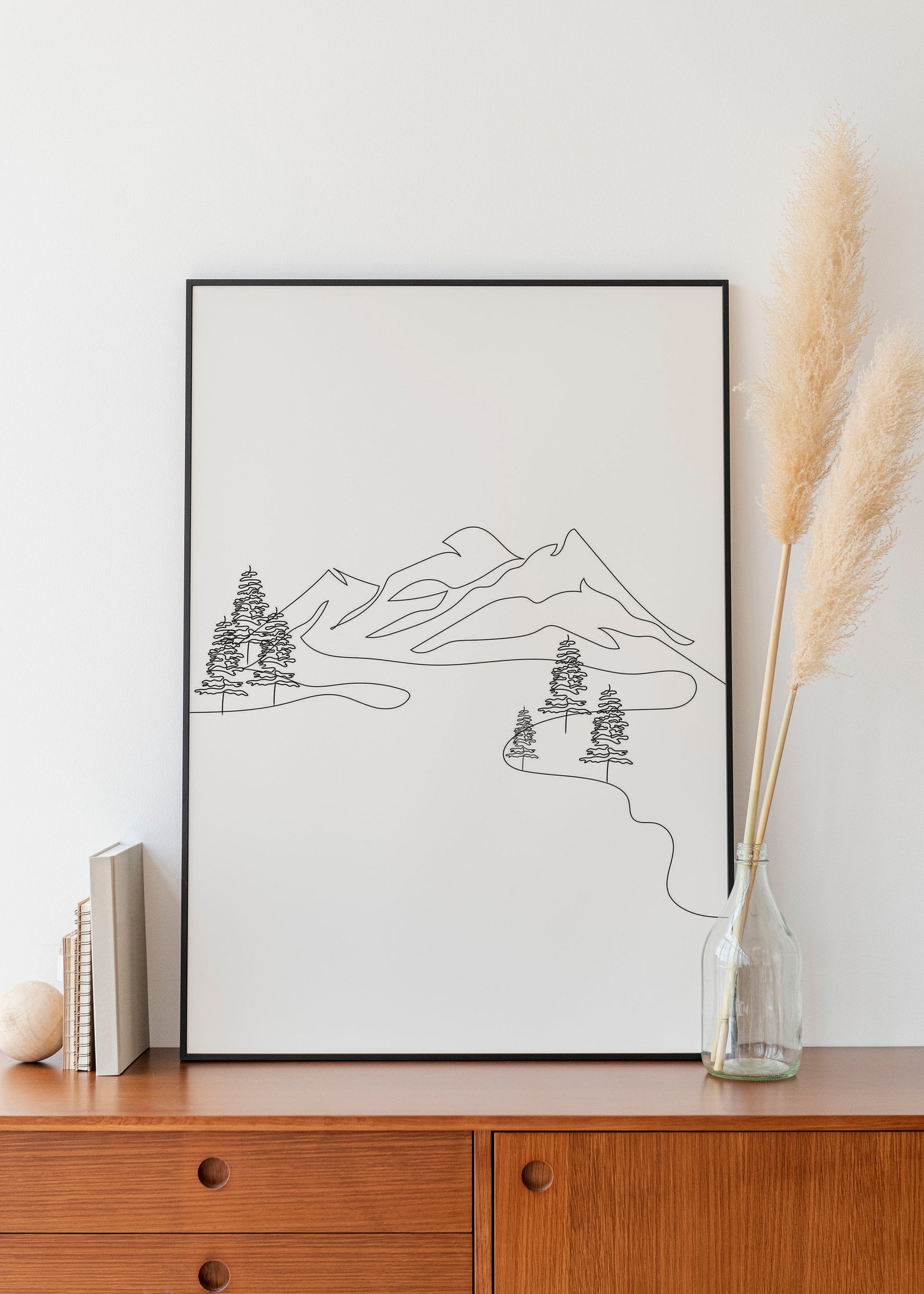 Minimalist Mountain Line Art Digital Download Landscape - Etsy