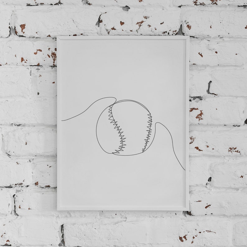 Minimalist Baseball Ball Line Art Digital Download Sport - Etsy