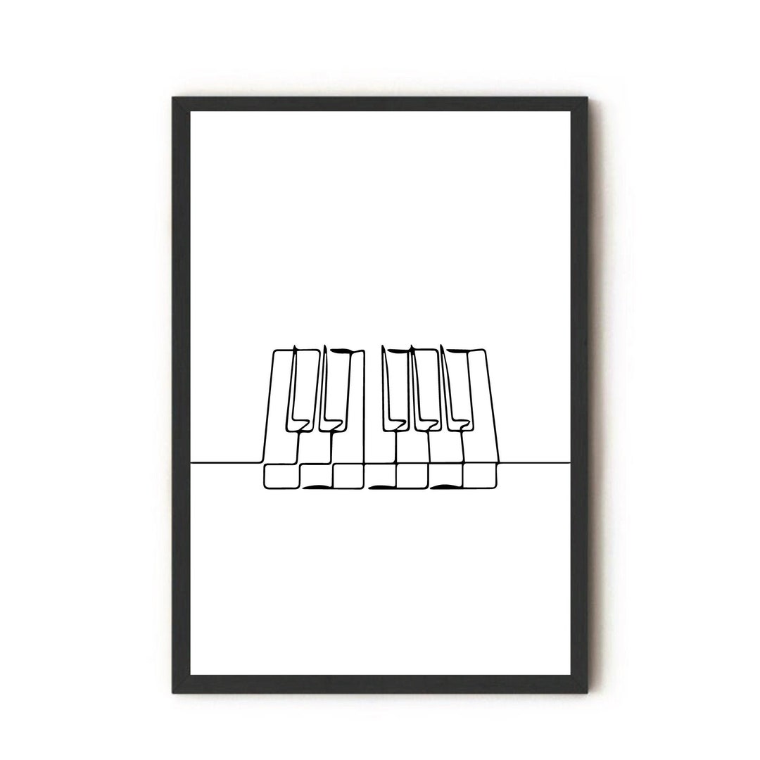 Minimalist Grand Piano Keys Instrument Line Drawing Wall Art Print ...