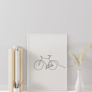 Minimalist Bicycle Line Art , Digital Download, Bike Print, Simple ...