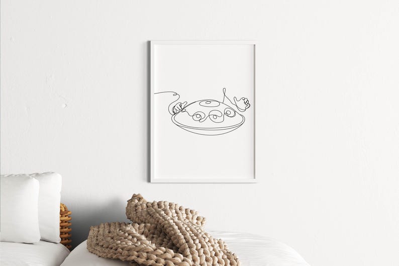 Minimalist Handpan Drum Drawing, Hang Drummer Line Art, Instrument ...