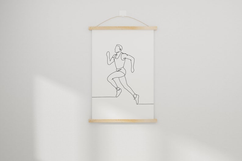 Minimalist Running Line Art, Digital Download, Sport Print, Exercise ...