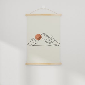 Minimalist Mountain Line Art , Printable Outline Drawing, Digital ...