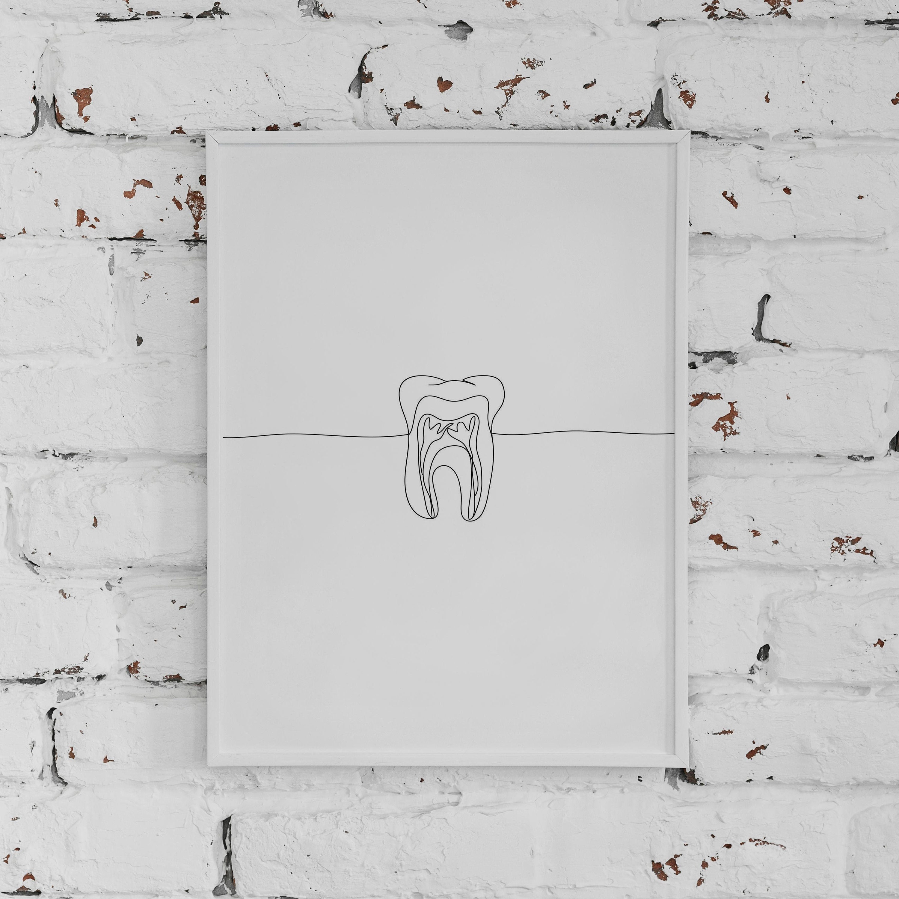 Minimalist Dentist Line Art, Digital Download, Teeth Outline Drawing ...