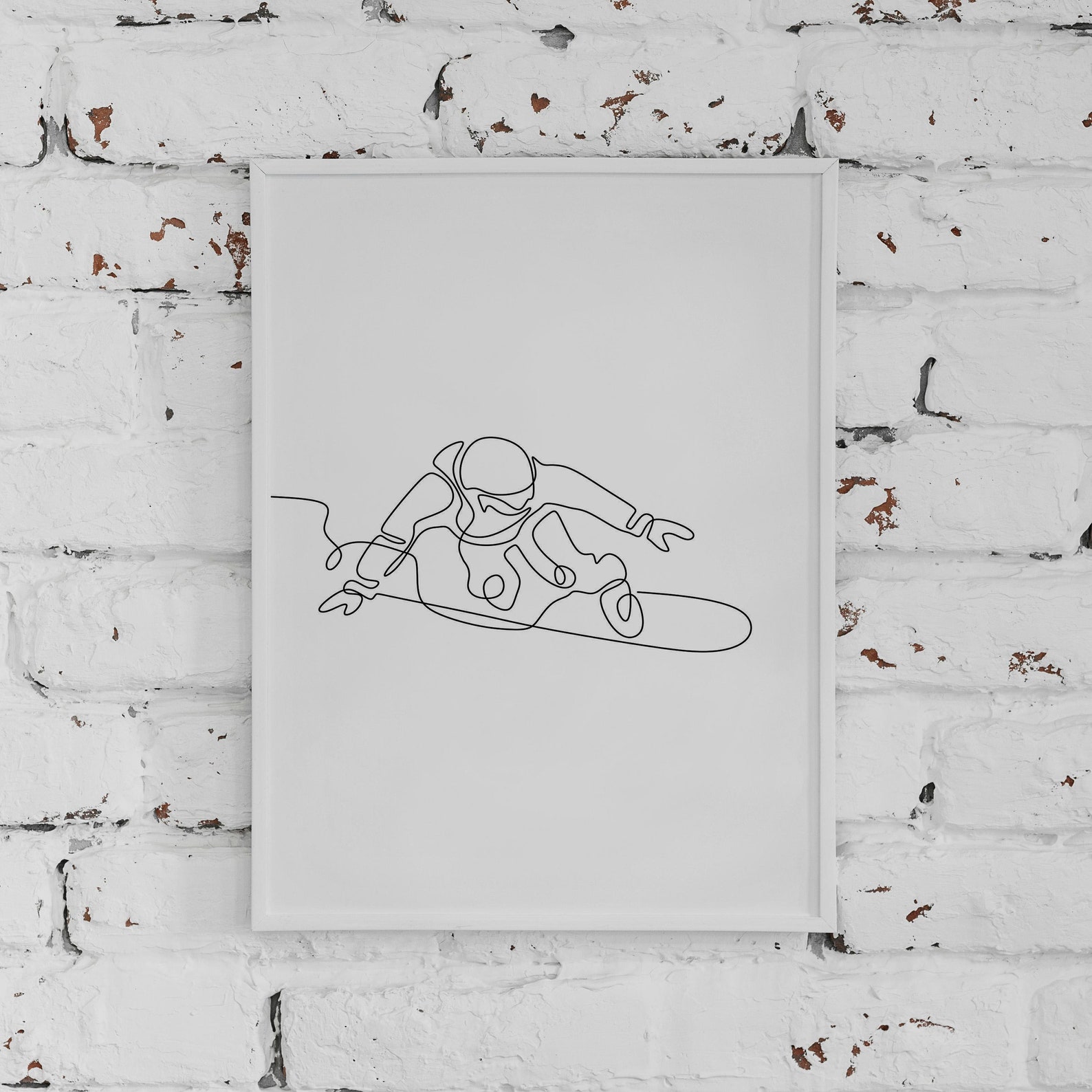 Minimalist Snowboard Line Art Print Winter Sport Wall Art - Etsy