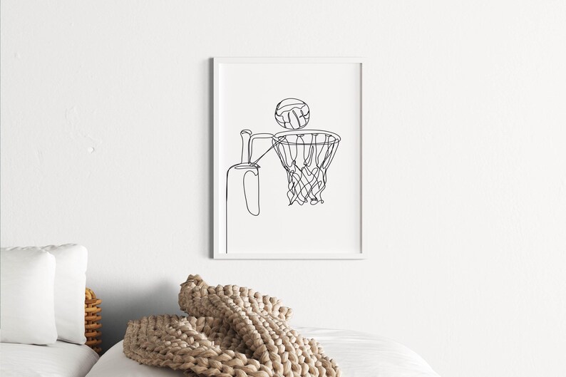 Minimalist Netball Line Art, Sport Print, Athlete Art Prints, Printable ...