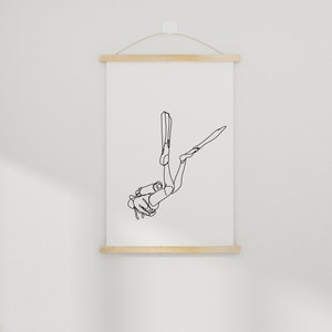 Minimalist Scuba Diving Line Art, Digital File, Water Sport Printable ...
