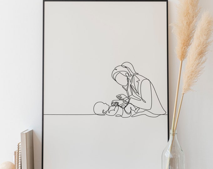 Minimalist Pediatric Line Art, Digital Download, Medical Artwork ...