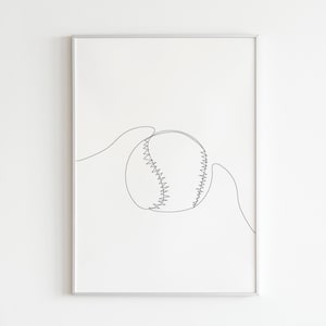 Minimalist Baseball Ball Line Art, Digital Download, Sport Print ...
