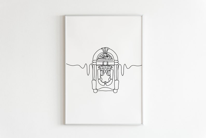 Minimalist Jukebox Line Art Drawing Digital Downloads Music - Etsy
