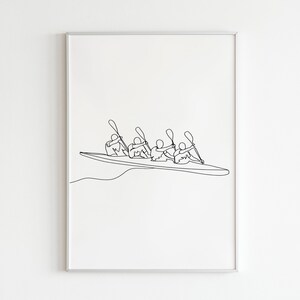 Minimalist Rowing Boat Line Art, Water Sport Printable, Rower Poster ...