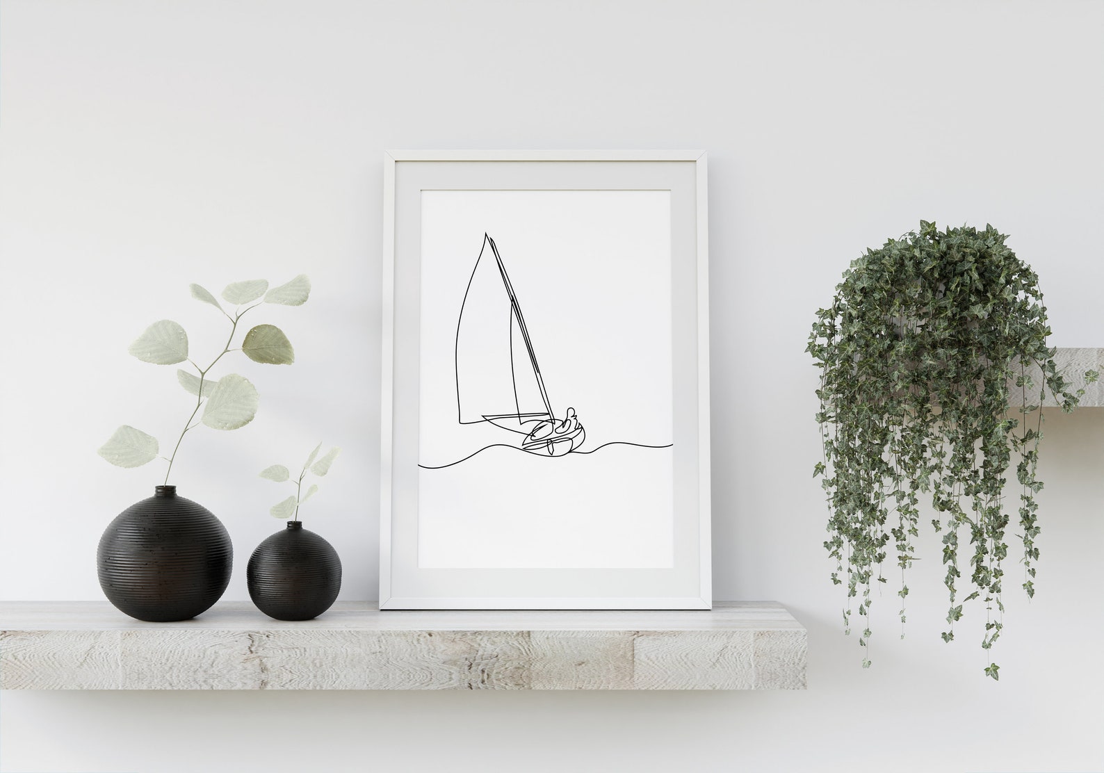 Minimalist Sailboat Line Art Digital Download Sport Print - Etsy