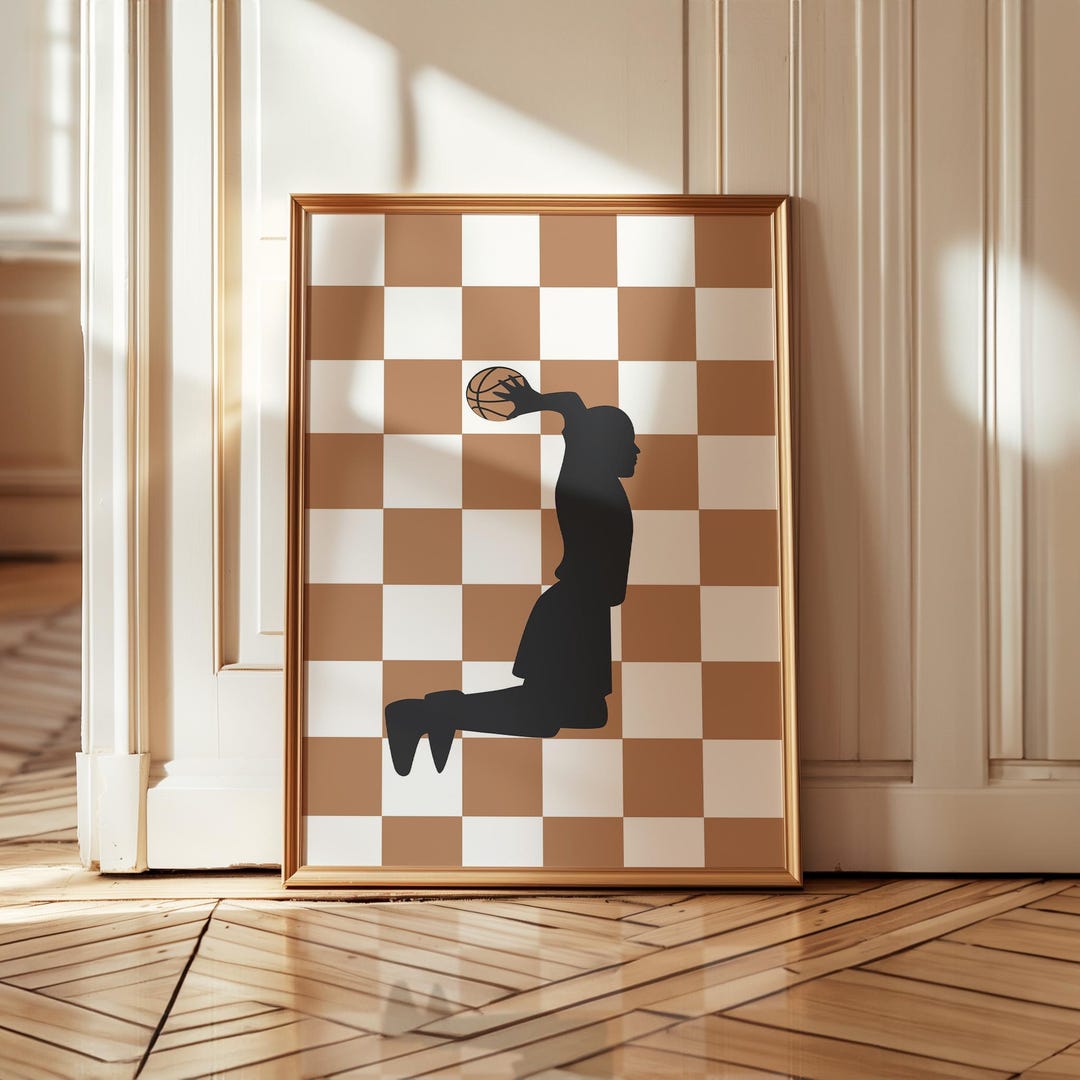 Retro Basketball Drawing, Minimalist Nursery Print Poster, Athlete Gift ...