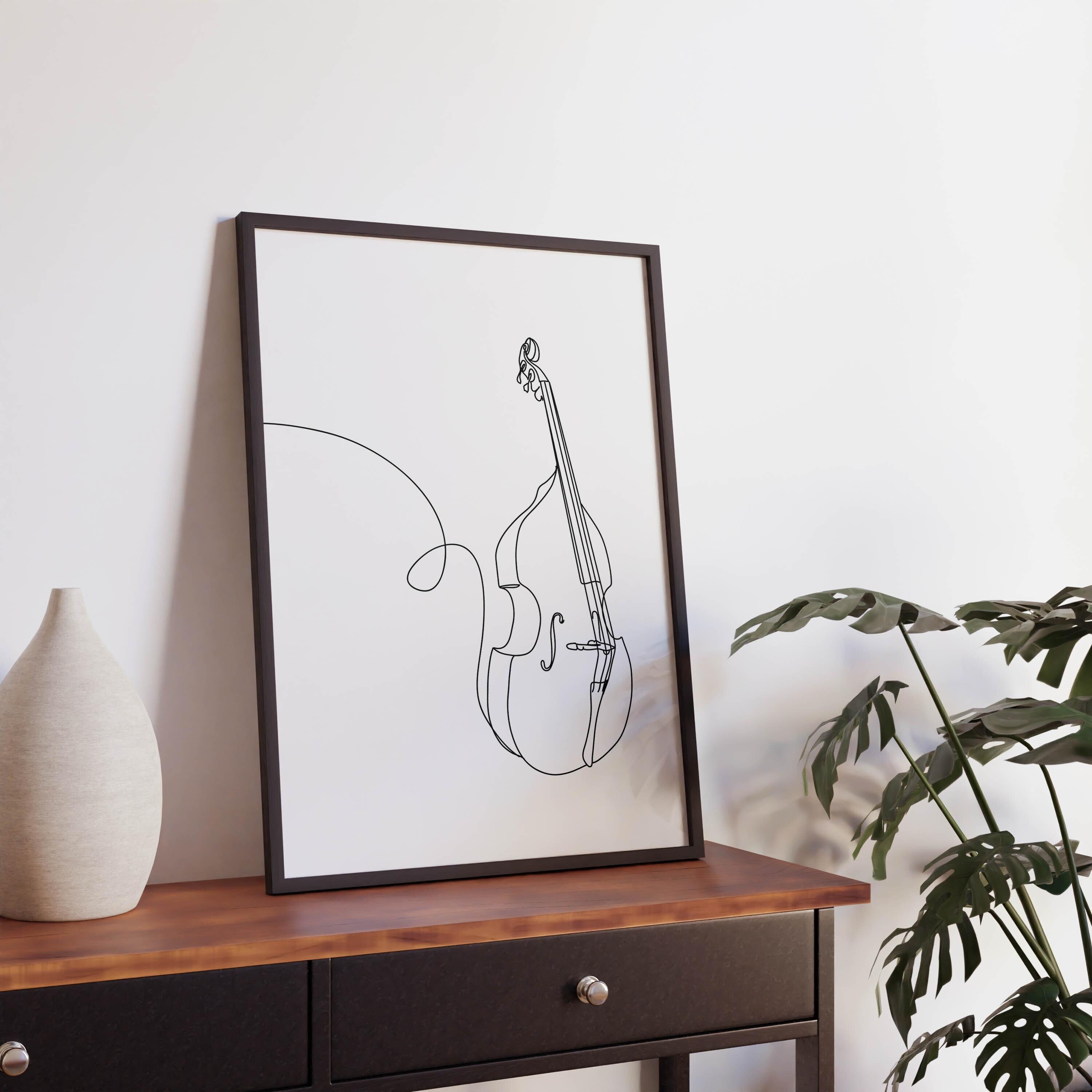 Minimalist Double Bass Line Art, Digital Download, Music Print, Simple ...