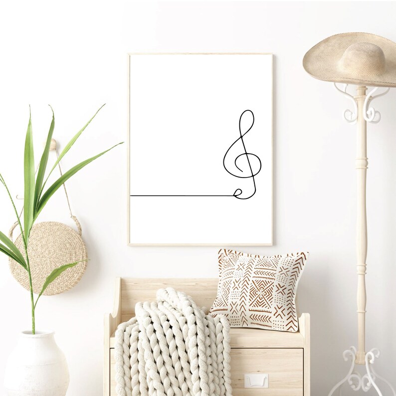 Music Note Line Art Print Minimalist One Line Drawing Art - Etsy