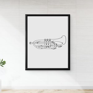 Minimalist Cornet Line Art, Digital Download, Wind Music Print, Musical ...