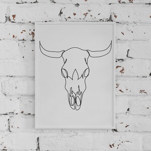 Minimalist Western Line Art, Digital Download, Cowboy Rider Print, Bull ...