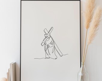 Minimalist Christian Line Art, Digital Download, Religious Print - Etsy