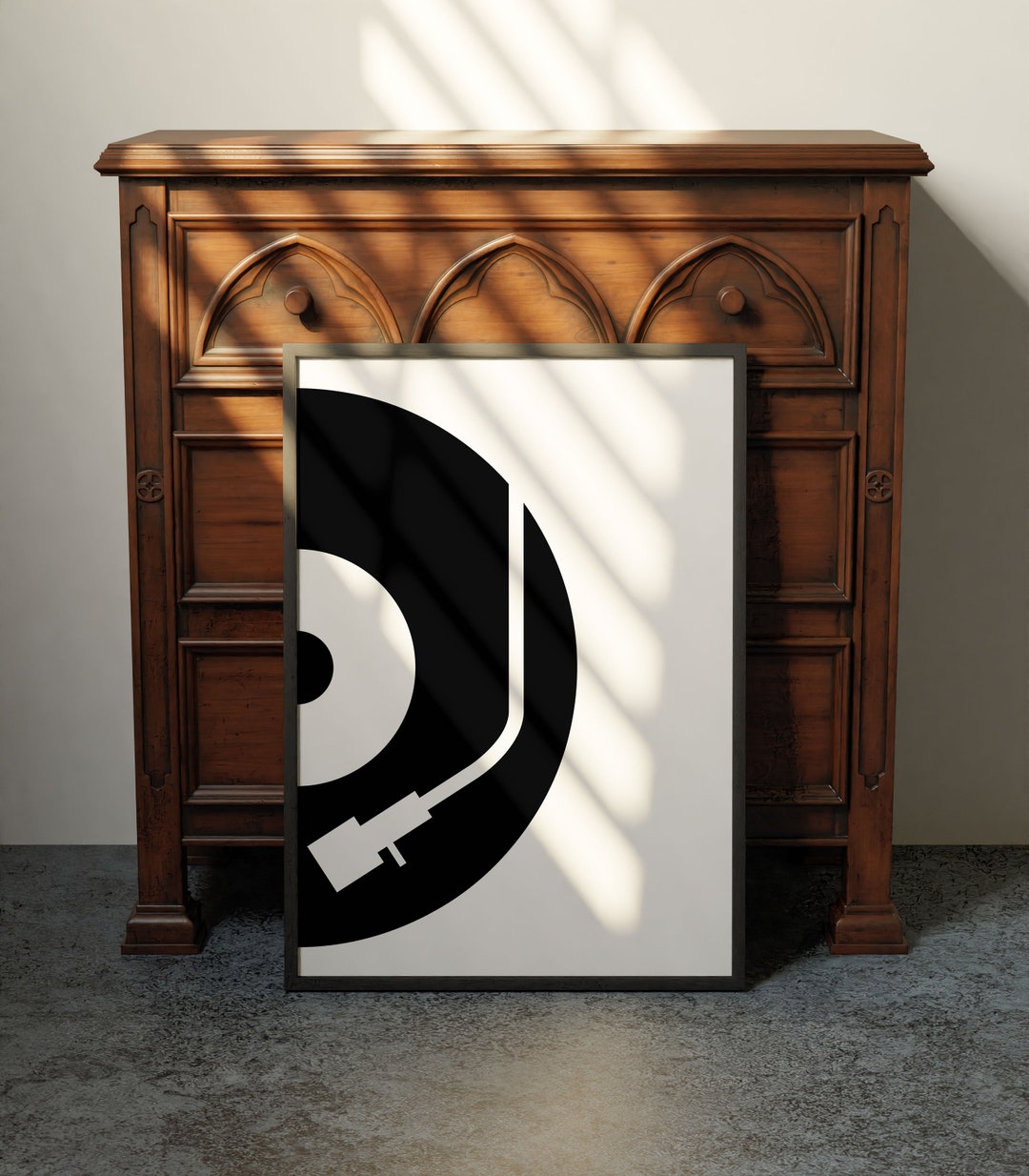 Vinyl Record Player Poster, Music Wall Art, Black and White Print ...