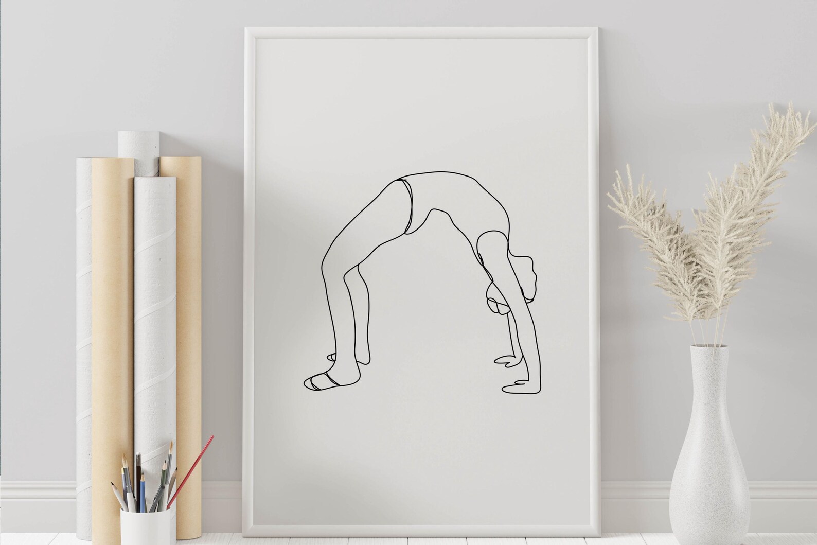 Minimalist Artistic Gymnastics Backbend Line Art, Digital Download ...