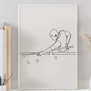 Minimalist Billiard Line Art, Digital Download, Pool Table Print ...