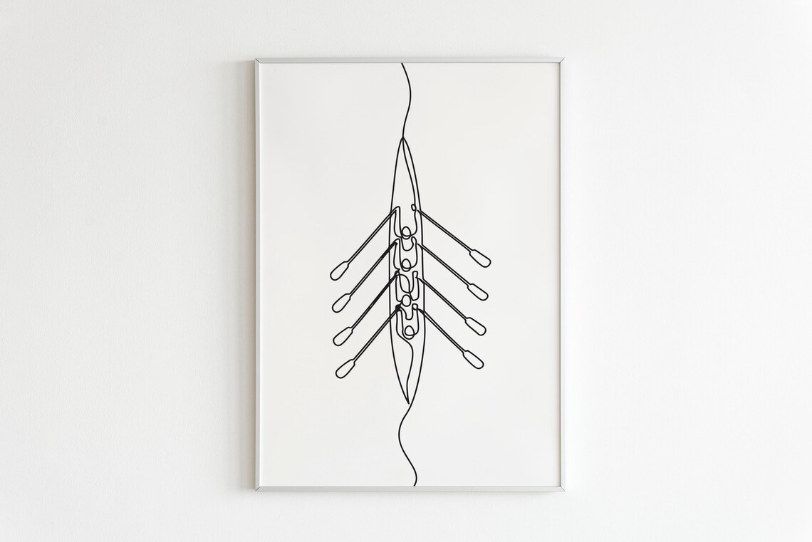 Minimalist Rowing Boat Line Art Water Sport Printable Rower - Etsy