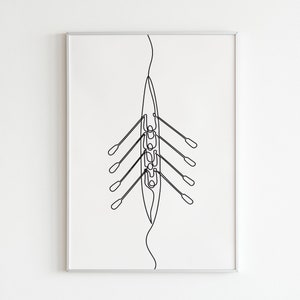 Minimalist Rowing Boat Line Art Water Sport Printable Rower - Etsy