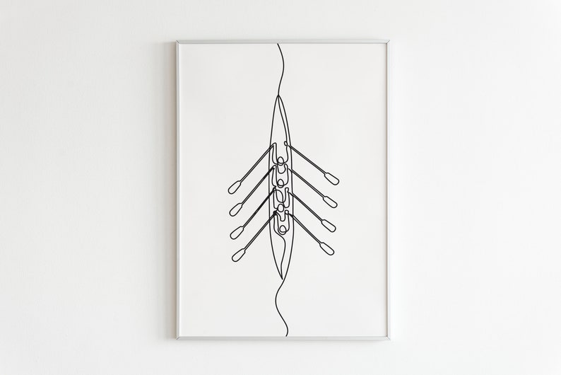 Minimalist Rowing Boat Line Art Water Sport Printable Rower - Etsy