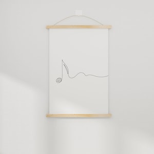 Minimalist Note Line Art Print, Music One Line Drawing, Wall Art ...
