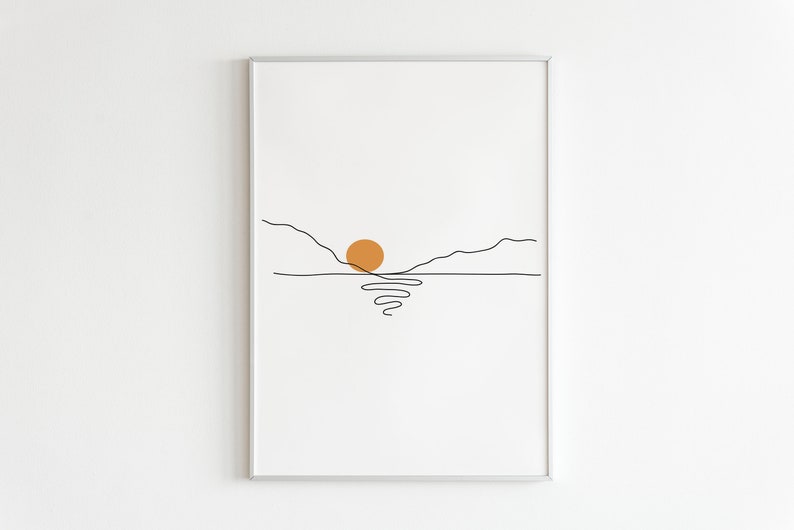 Minimalist Sunset Artwork, Sunrise Line Art Print, Digital Download ...