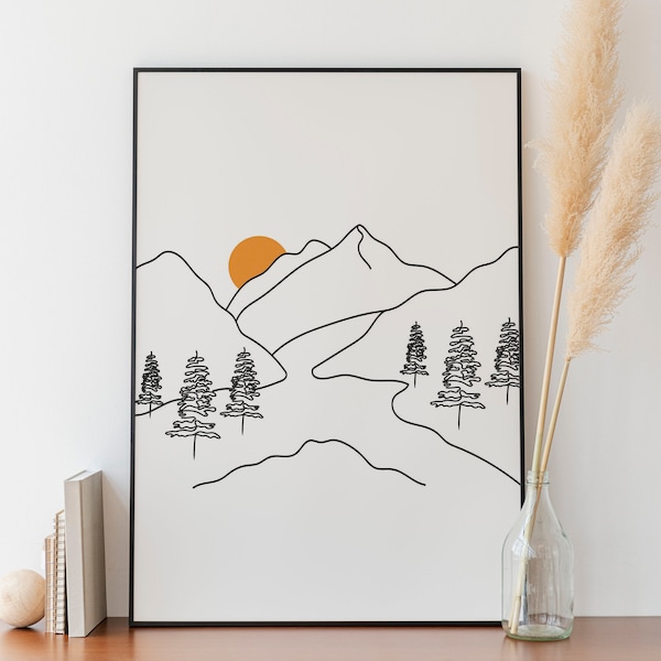 Mountain Line Art - Etsy Australia