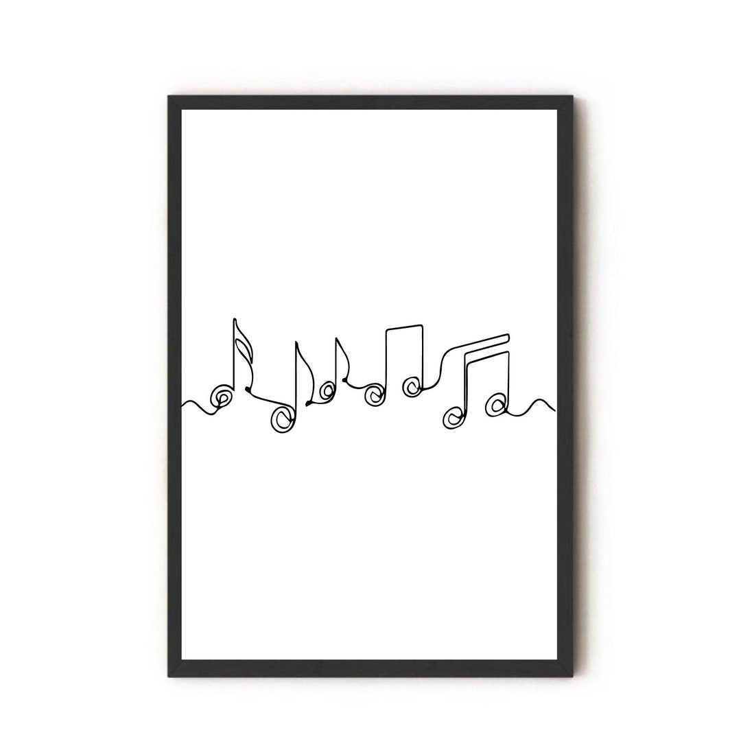 Minimalist Music Poster, Note Line Art Print, Digital Download, Bedroom ...