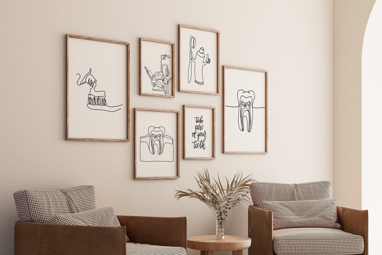 Dentist Gallery Set of 6 Drawings, Dental Office Decoration, Minimalist ...
