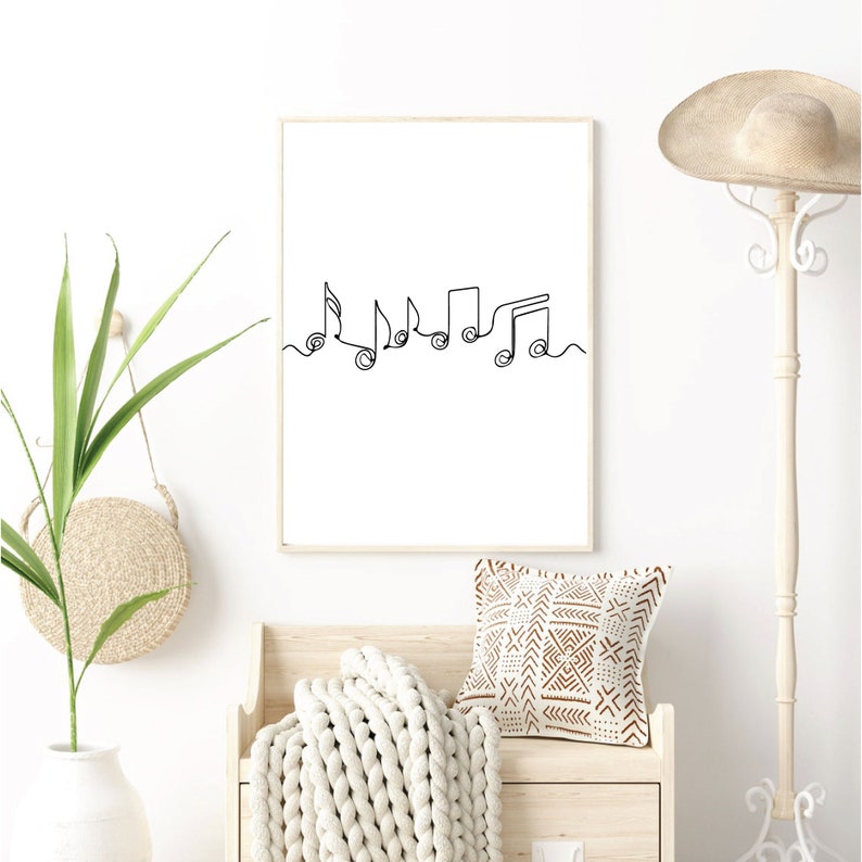 Minimalist Music Poster, Note Line Art Print, Digital Download, Bedroom ...