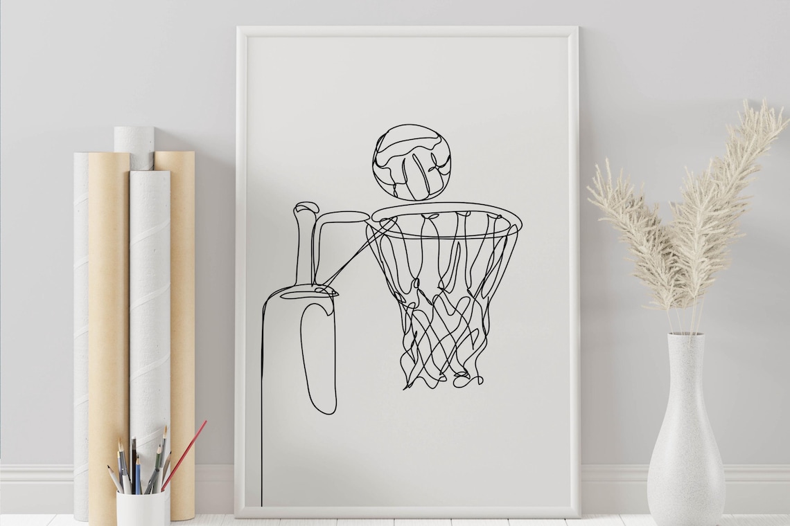 Minimalist Netball Line Art, Sport Print, Athlete Art Prints, Printable ...