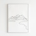 Minimalist Mountain Line Art ,digital Download, Landscape Print, River ...