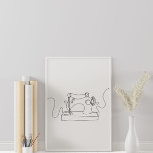 Minimalist Sewing Machine Line Art, Digital Download, Fashion Tailoring ...