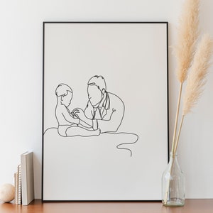 Minimalist Pediatric Line Art, Digital Download, Medical Artwork, Male ...