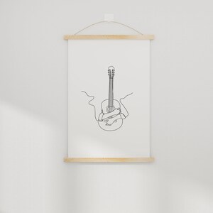 Minimalist Guitar Line Art, Digital Download, Simple Sketch, Room ...