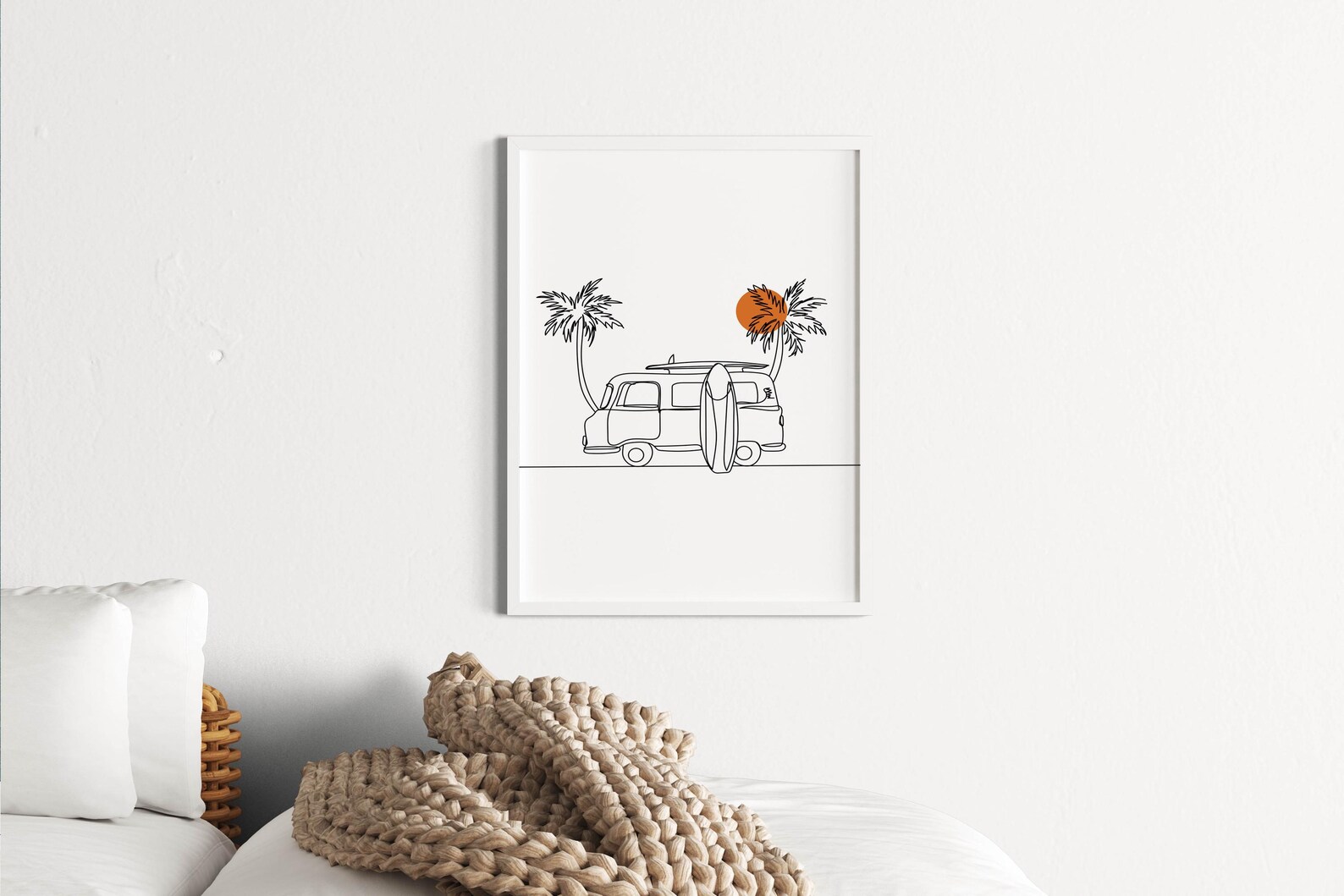 Minimalist Van Life Line Art, Surfing Drawing Poster, Surfer Print ...