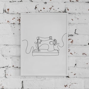 Minimalist Sewing Machine Line Art, Digital Download, Fashion Tailoring ...