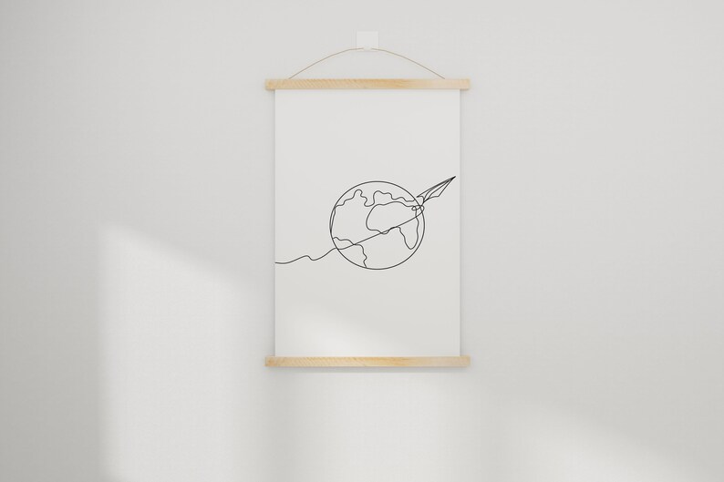 Minimalist World Map Line Art Digital Download Earth Outline - Etsy