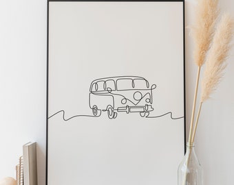 Mini Van Line Art - Etsy