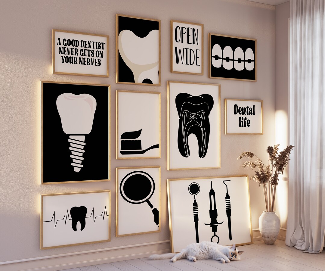 Dentist Gallery Set of 11 Drawings, Dental Office Decoration, Dentistry ...