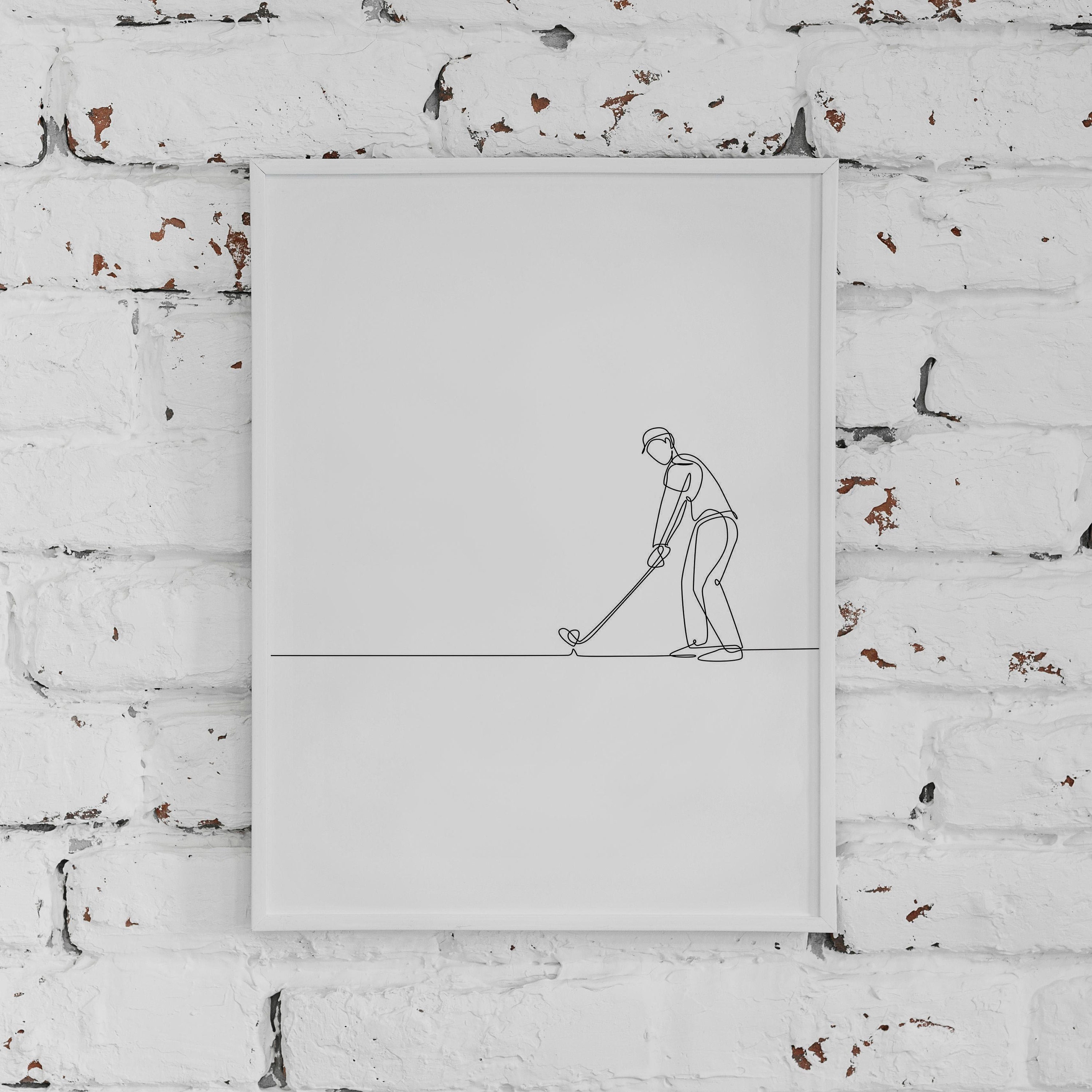 Minimalist Golf Player Line Art Digital Download Sport - Etsy