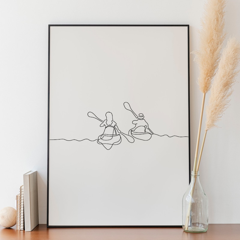 Minimalist Kayak Line Art - Etsy