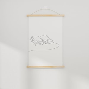 Minimalist Book Line Art, Digital Download, Reader Outline Drawing ...