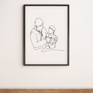 Minimalist Pediatric Line Art, Digital Download, Medical Artwork, Male ...
