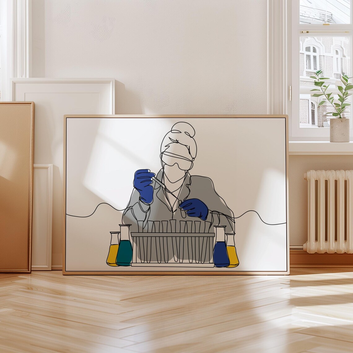 Minimalist Science Lab Line Art, Poster, Digital Download, Biology ...