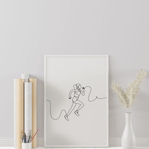 Minimalist Running Line Art, Digital Download, Sport Print, Female ...